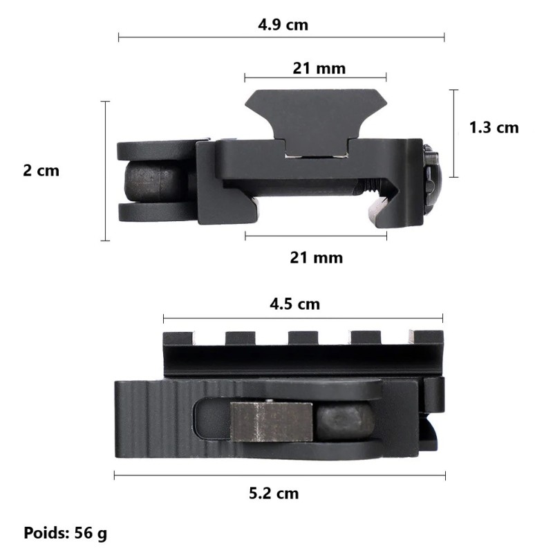 Rail Picatinny attache rapide Quick Detach QD pour viseur point rouge ...